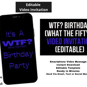 WTF Digital Invitation, WTF Whos Turning Fifty Invite, WTF Invitation ...