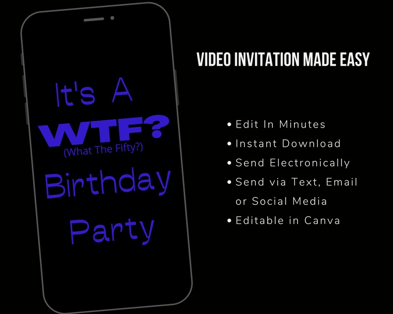 WTF Digital Invitation WTF Whos Turning Fifty Invite WTF - Etsy