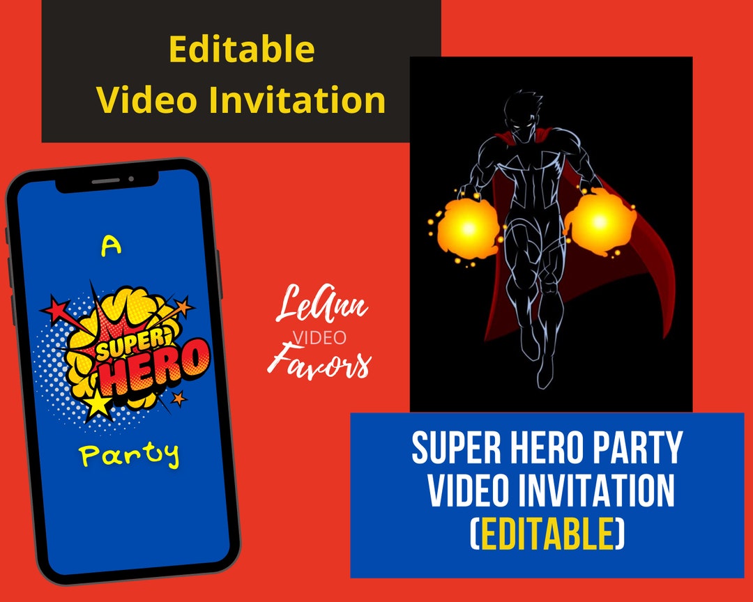 SUPERHERO Party Invitation, Editable Kids Party Invite, Superhero ...