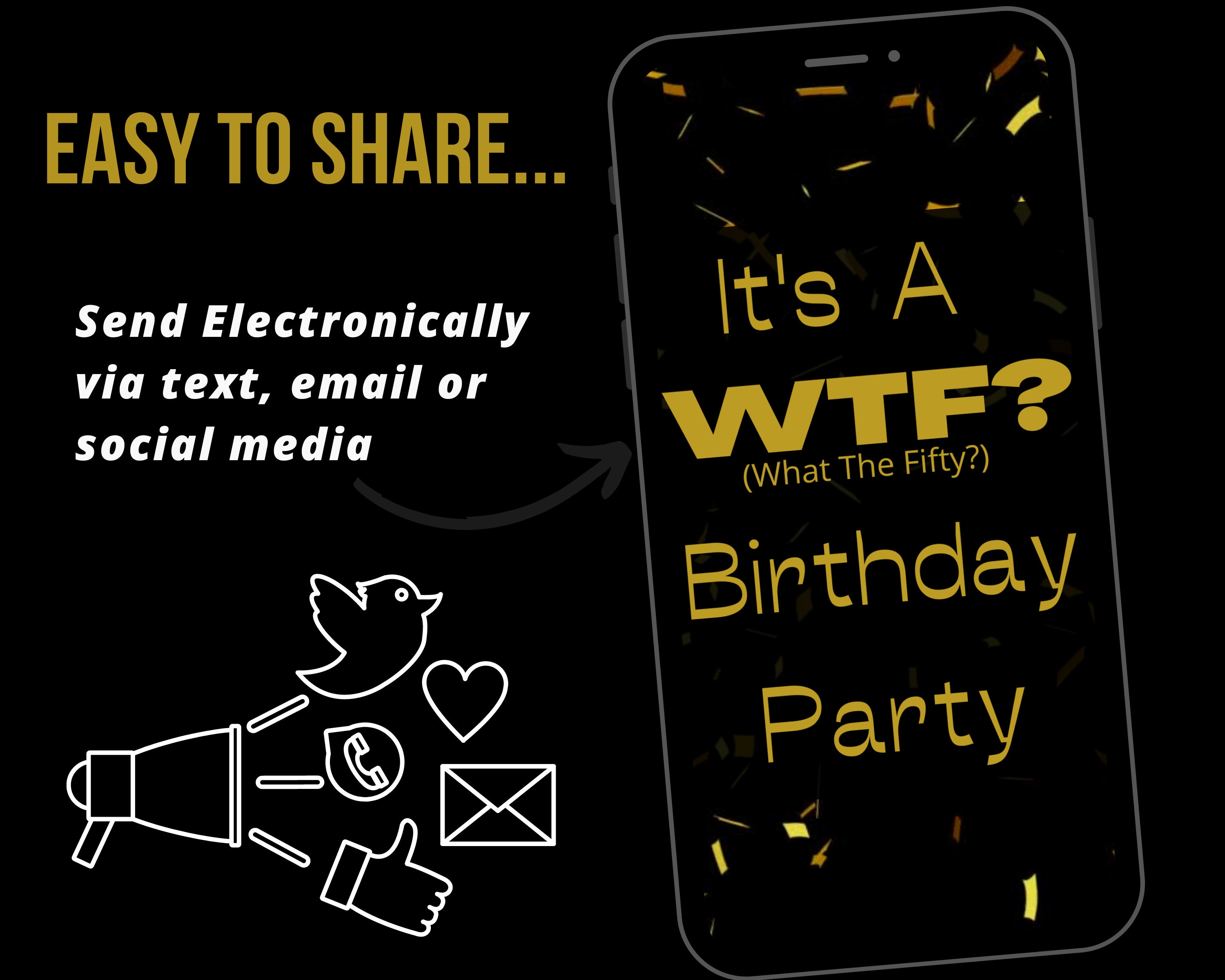 WTF Digital Invitation, WTF Whos Turning Fifty Invite, WTF Invitation ...