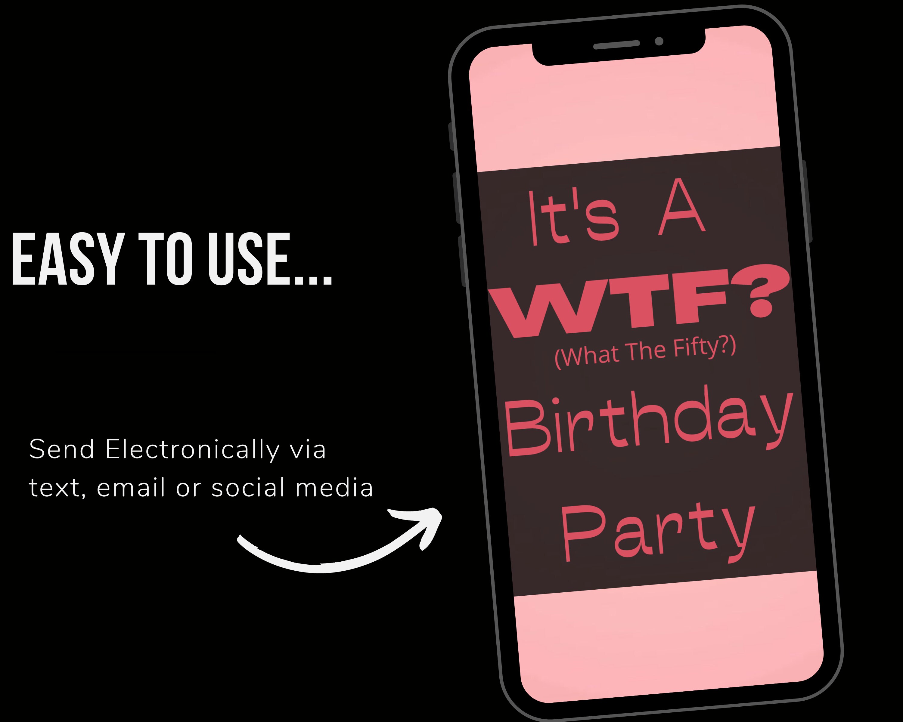 WTF Digital Invitation WTF Whos Turning Fifty Invite WTF - Etsy