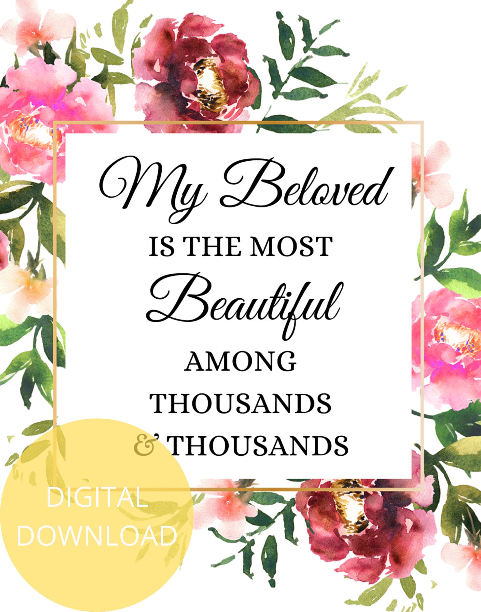 My Beloved is the Most Beautiful Among Thousands Song of - Etsy