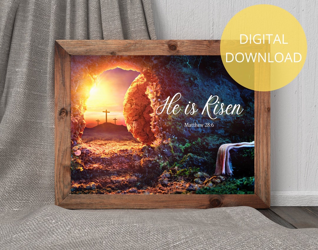 He is Risen Printable | Matthew 28 6 | Resurrection Scene | He is Not ...