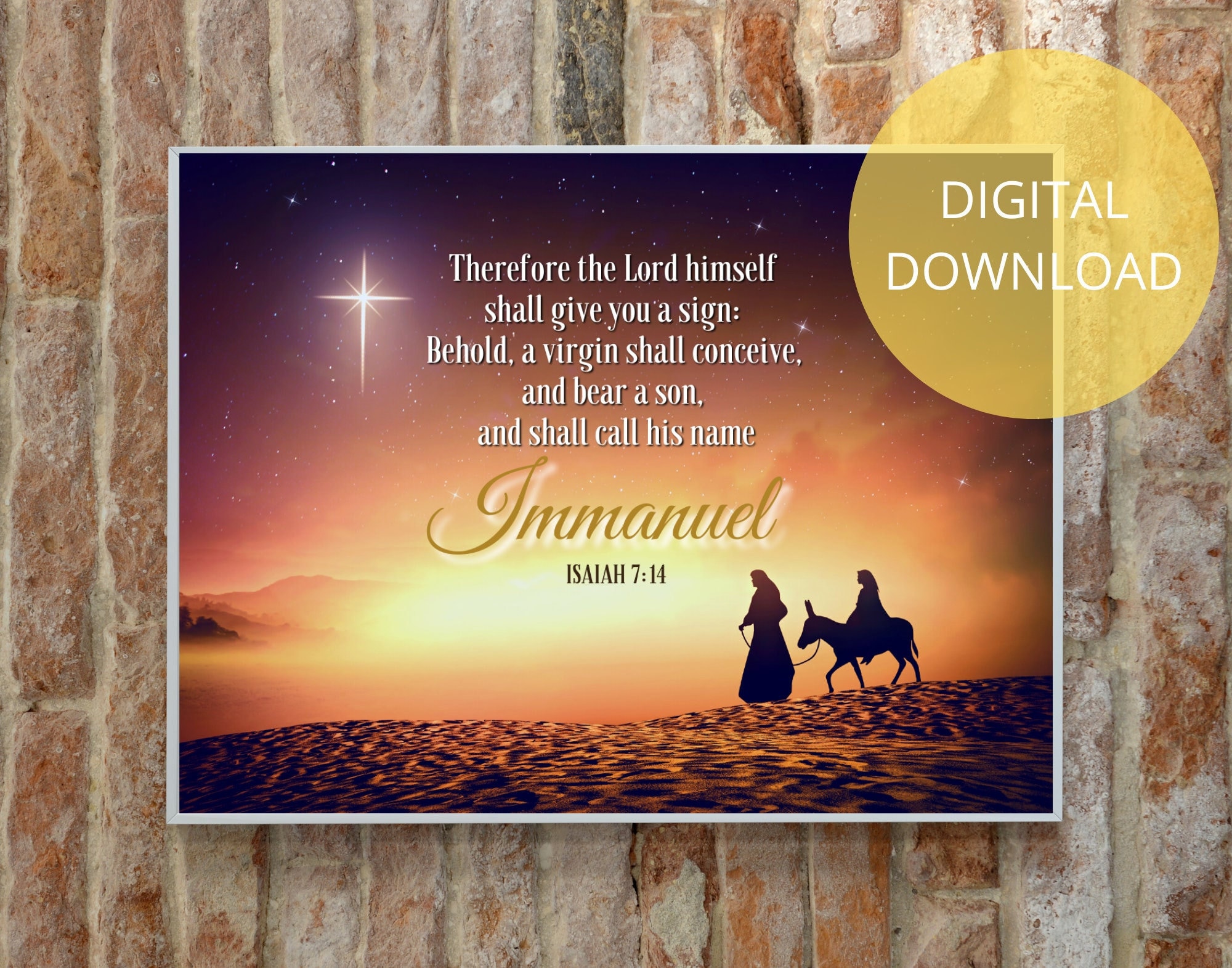 Immanuel Print | Isaiah 7 14 | Mary Joseph | Star of Bethlehem ...
