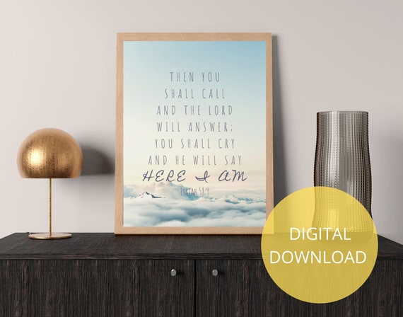 Isaiah 58 9 Here I AM Instant Download Bible Verse - Etsy