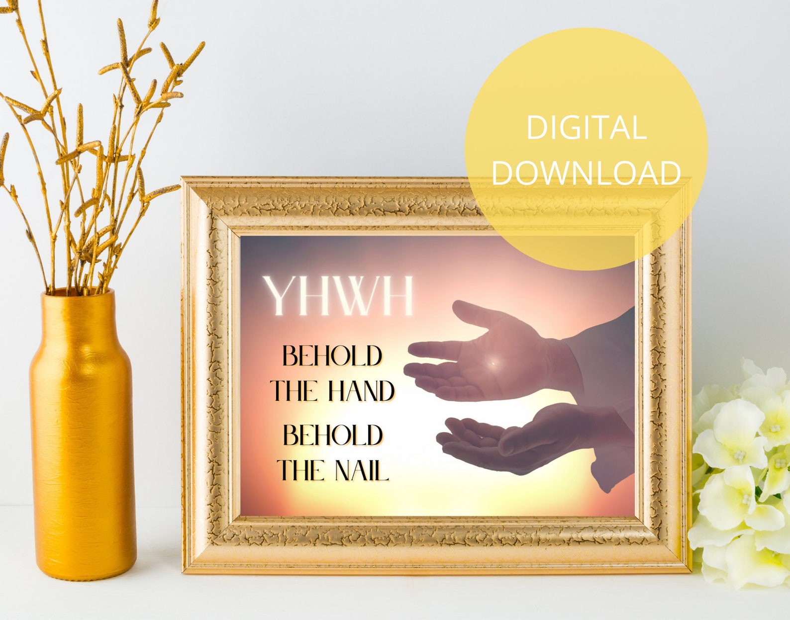 YHWH Sign | Jesus Art | Hand of Jesus | Jesus is God | Yahweh Wall Art ...