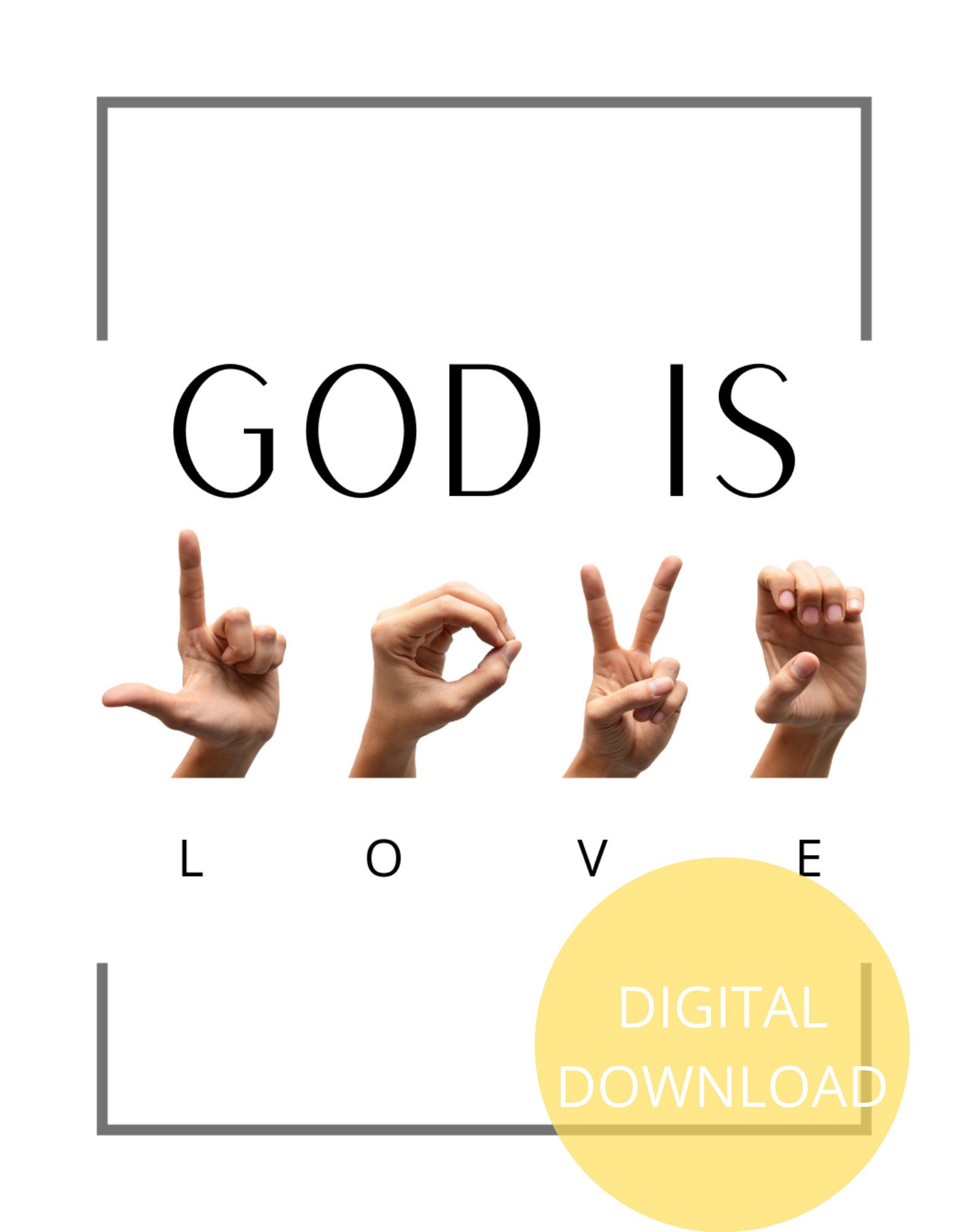 God is Love Sign | ILY ASL | Deaf Christian | ASL Gifts | Sign Language ...