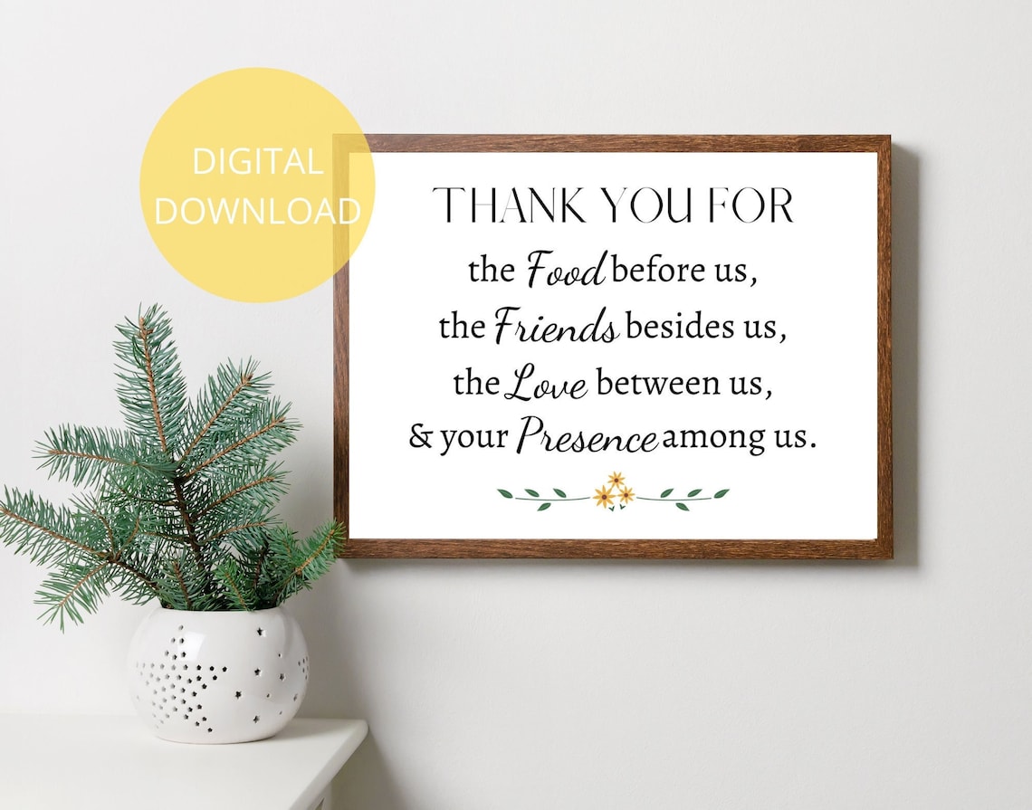 Kitchen Prayer Sign | Bless the Food Before Us | Christian Kitchen Wall ...