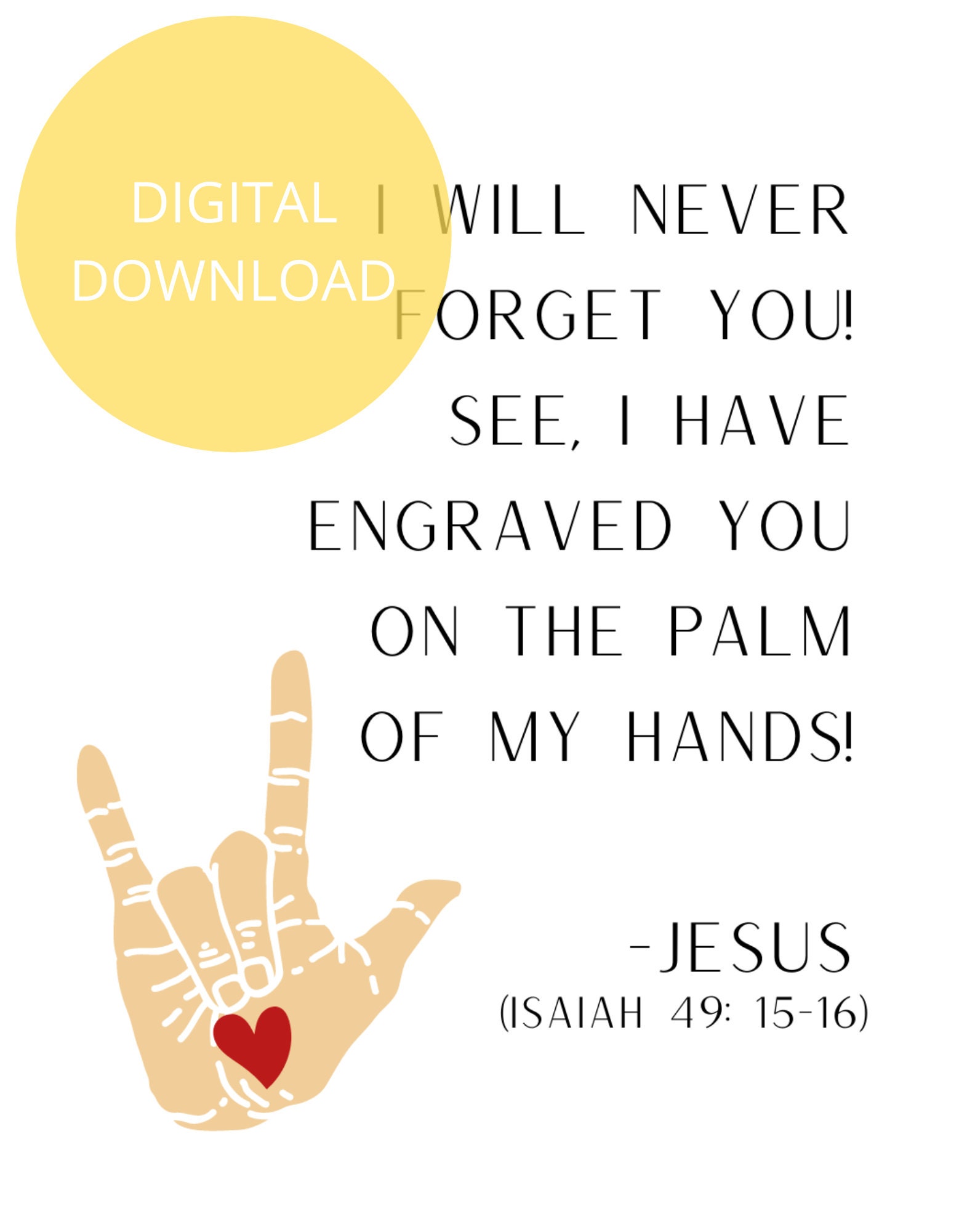 ASL Jesus Printable: ILY Sign Language, Deaf Christian Art (digital ...
