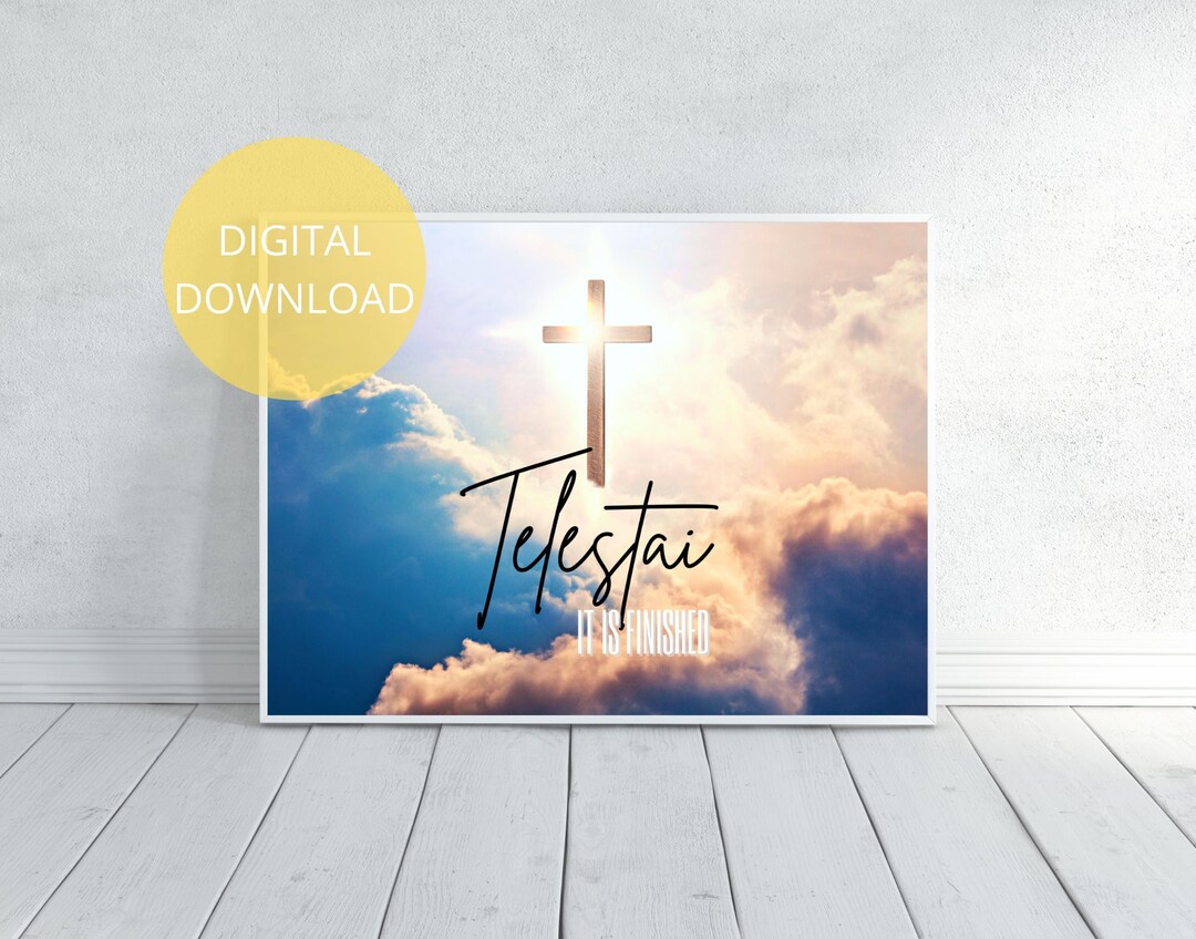 Telestai Cross Printable Sign: Gospel Art, Christian Decor (digital ...