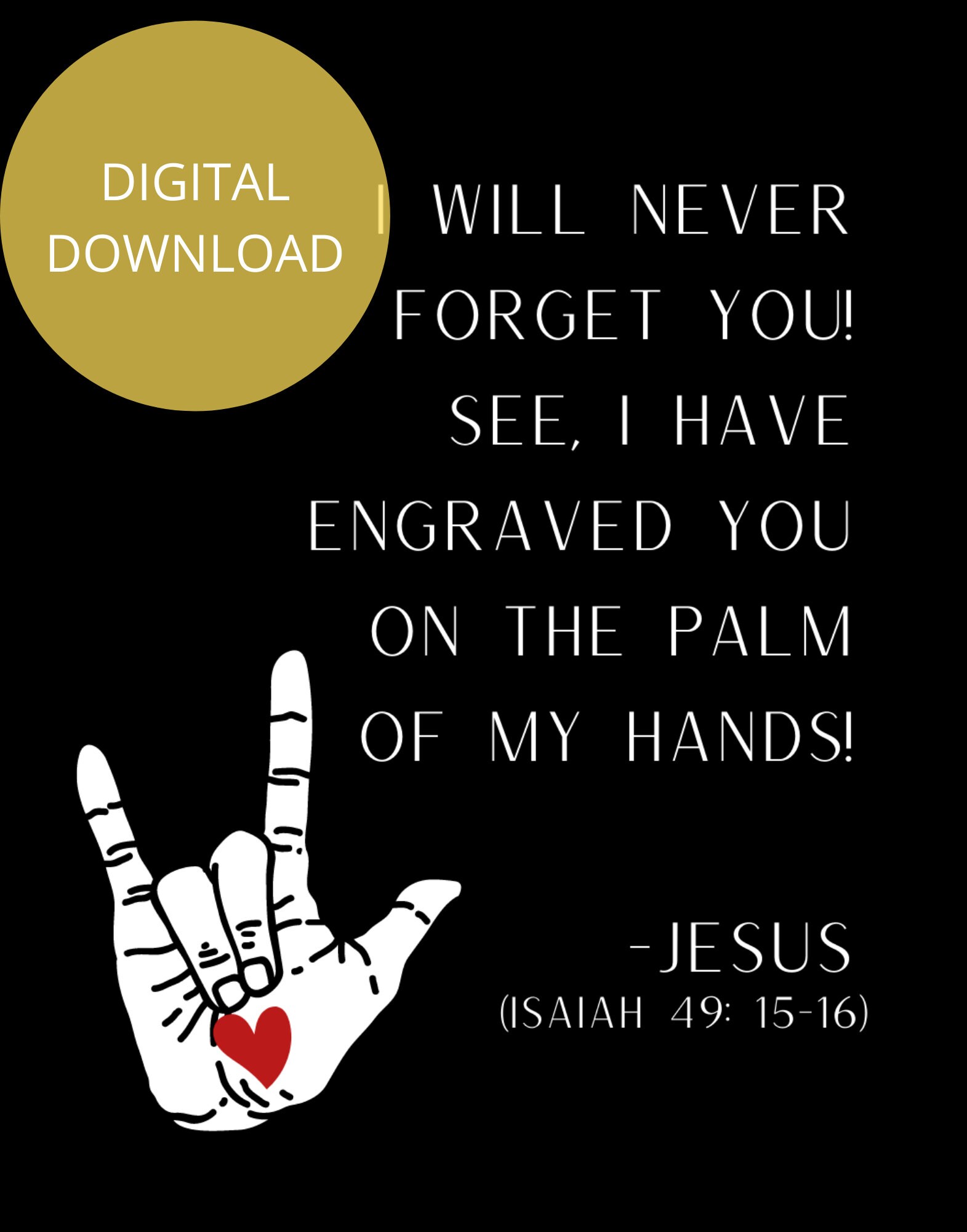 ASL Jesus Printable: ILY Sign Language, Deaf Christian Art (digital ...