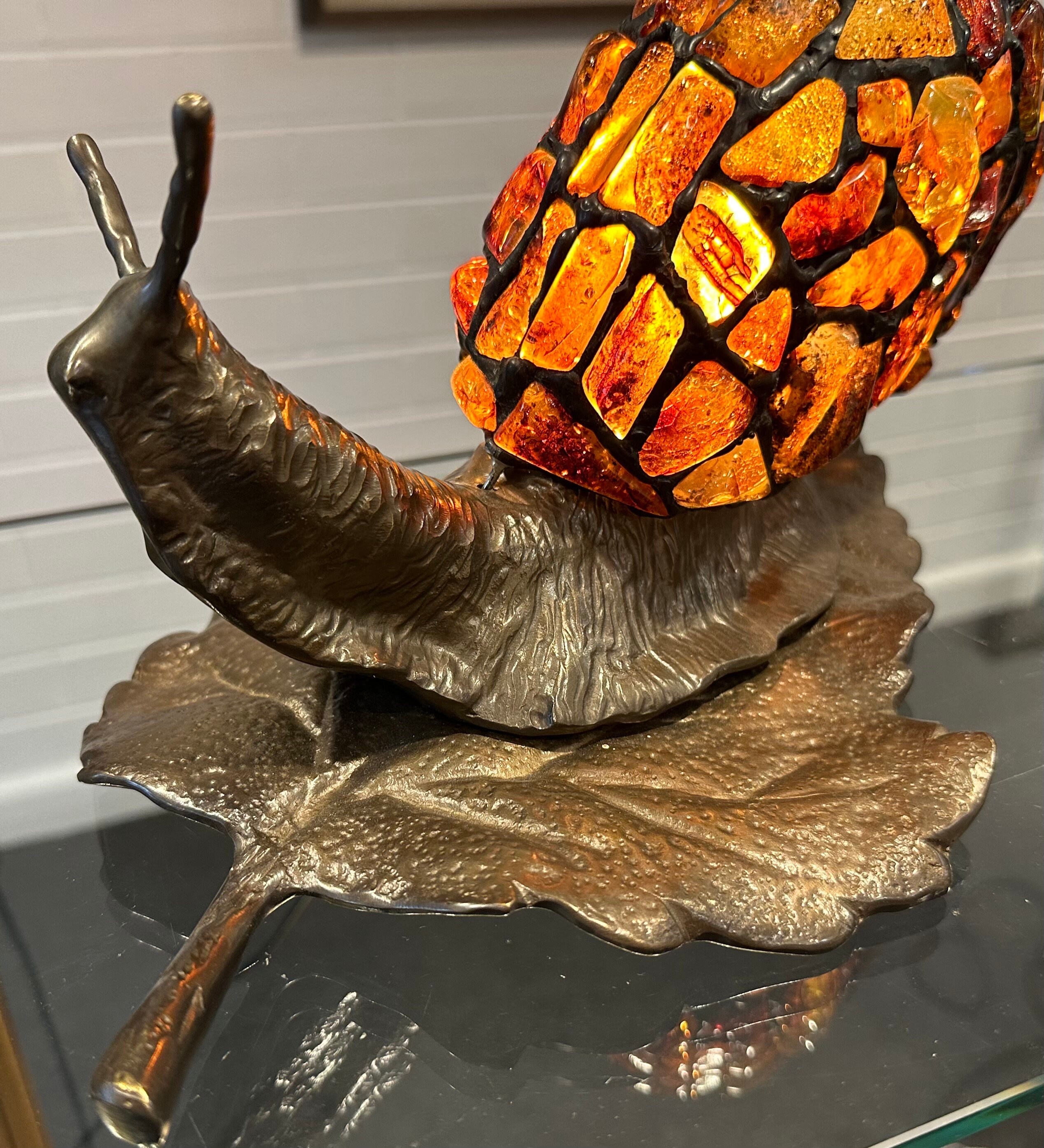 Amber Tiffany Style Snail Lamp - Etsy