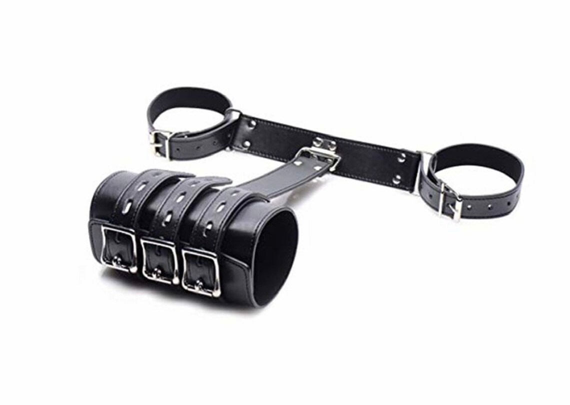 Leather Bondage Handcuffs Bdsm Armbinder Restraint Arms Etsy Uk
