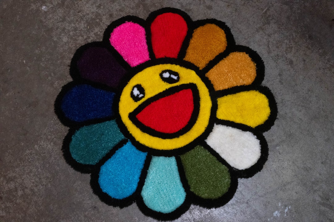 Takashi Murakami Rainbow Flower Rug, Hand Tufted Quality Full and Soft ...