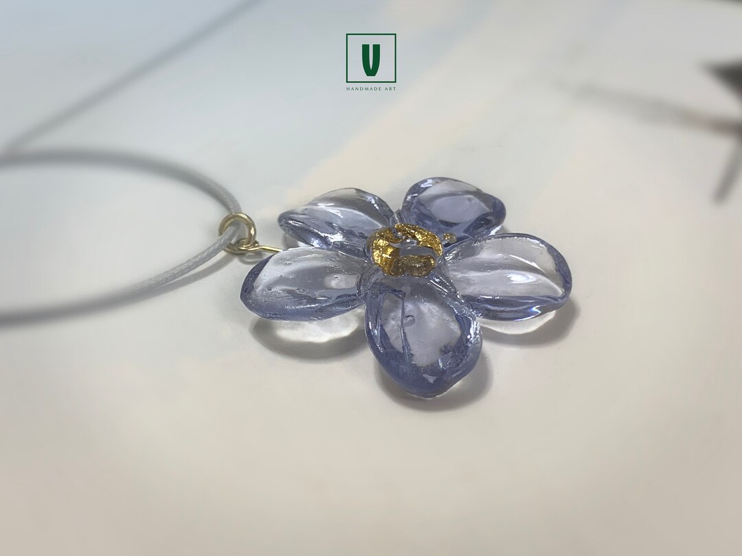 Lavender Forget Me Not Flower Sculpture Pendant | Transparent Nature ...
