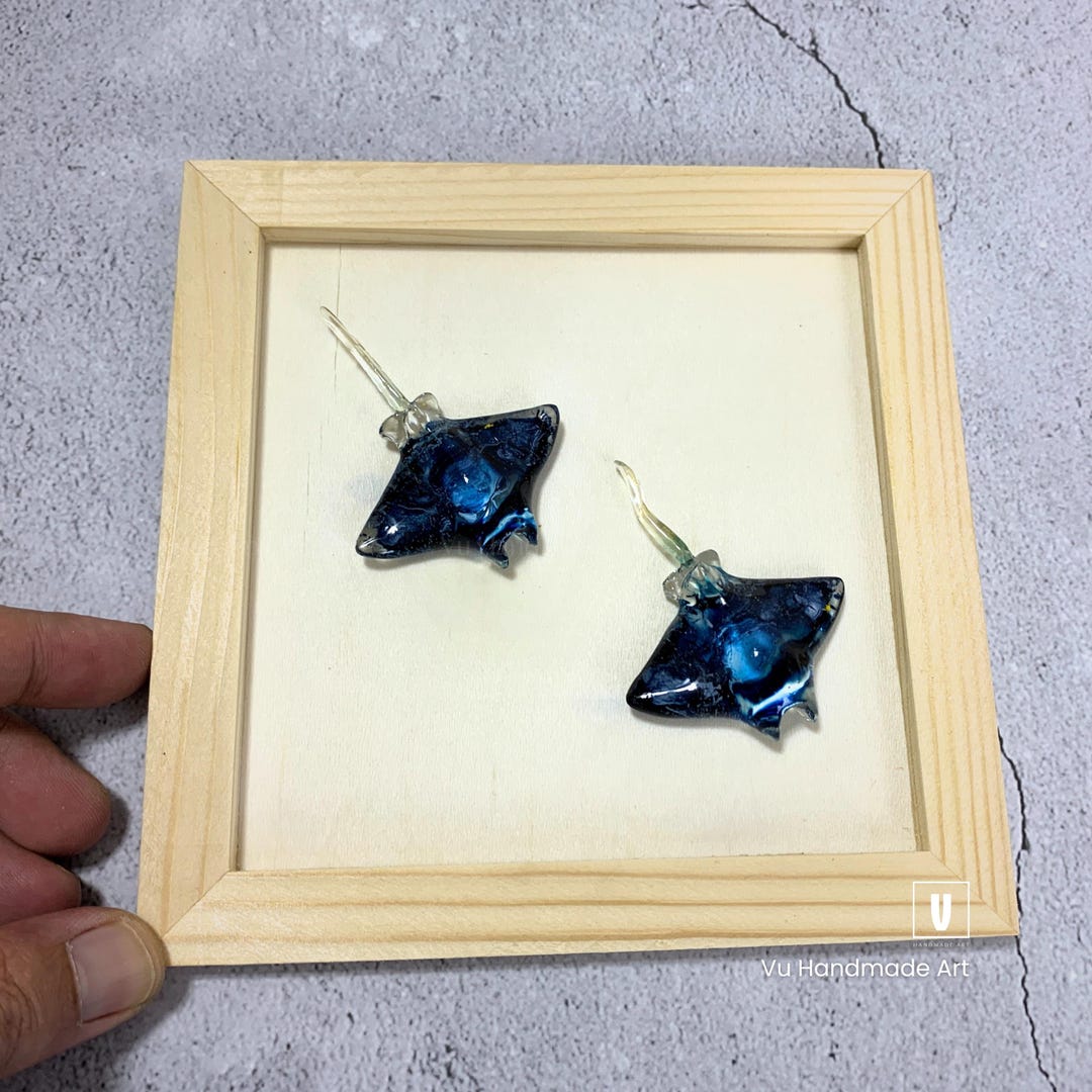 Resin Manta Ray Art Frame 3D, Minimalist Ocean Wall Decor, Square ...