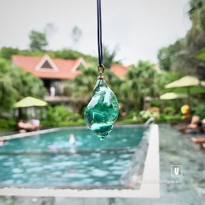 Emerald Green Seashell Pendant Necklace for Women | Handcrafted Aqua ...