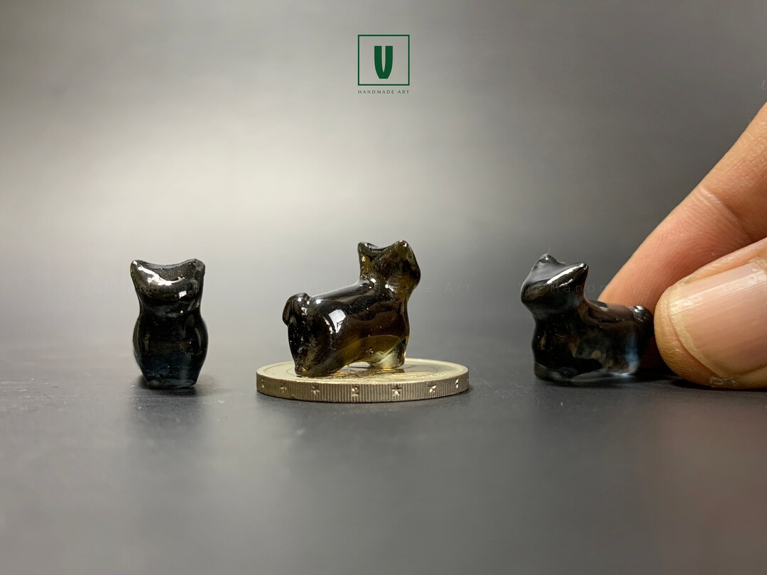 Miniature Crystal Black Cat Figurine: Handcrafted Glass Fairy Garden ...