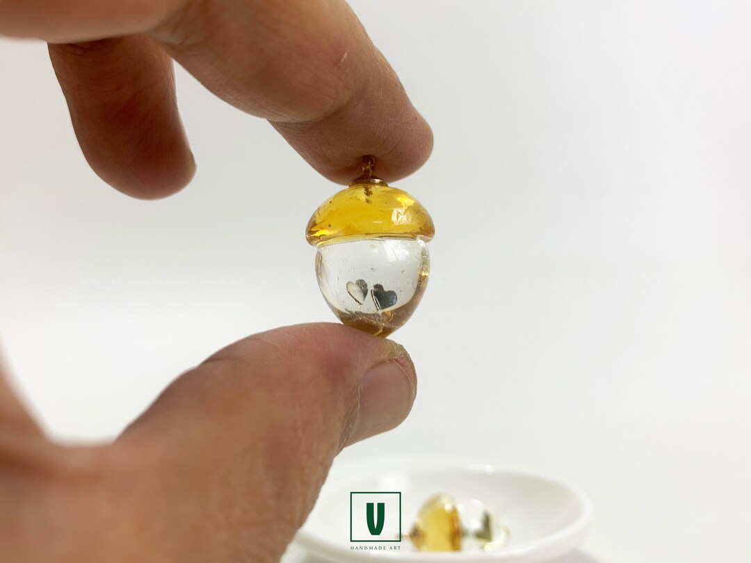 Resin Art Sculpture Acorn With Hearts | Handmade Jewelry, Acorn Pendant ...