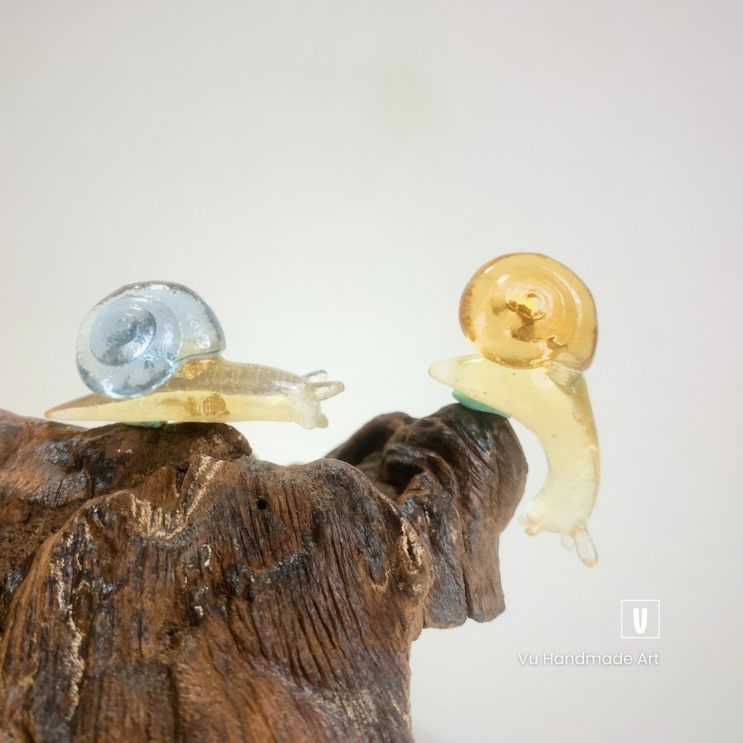 Handmade Tiny Clear Crawling Snail Sculpture | Transparent Snail ...
