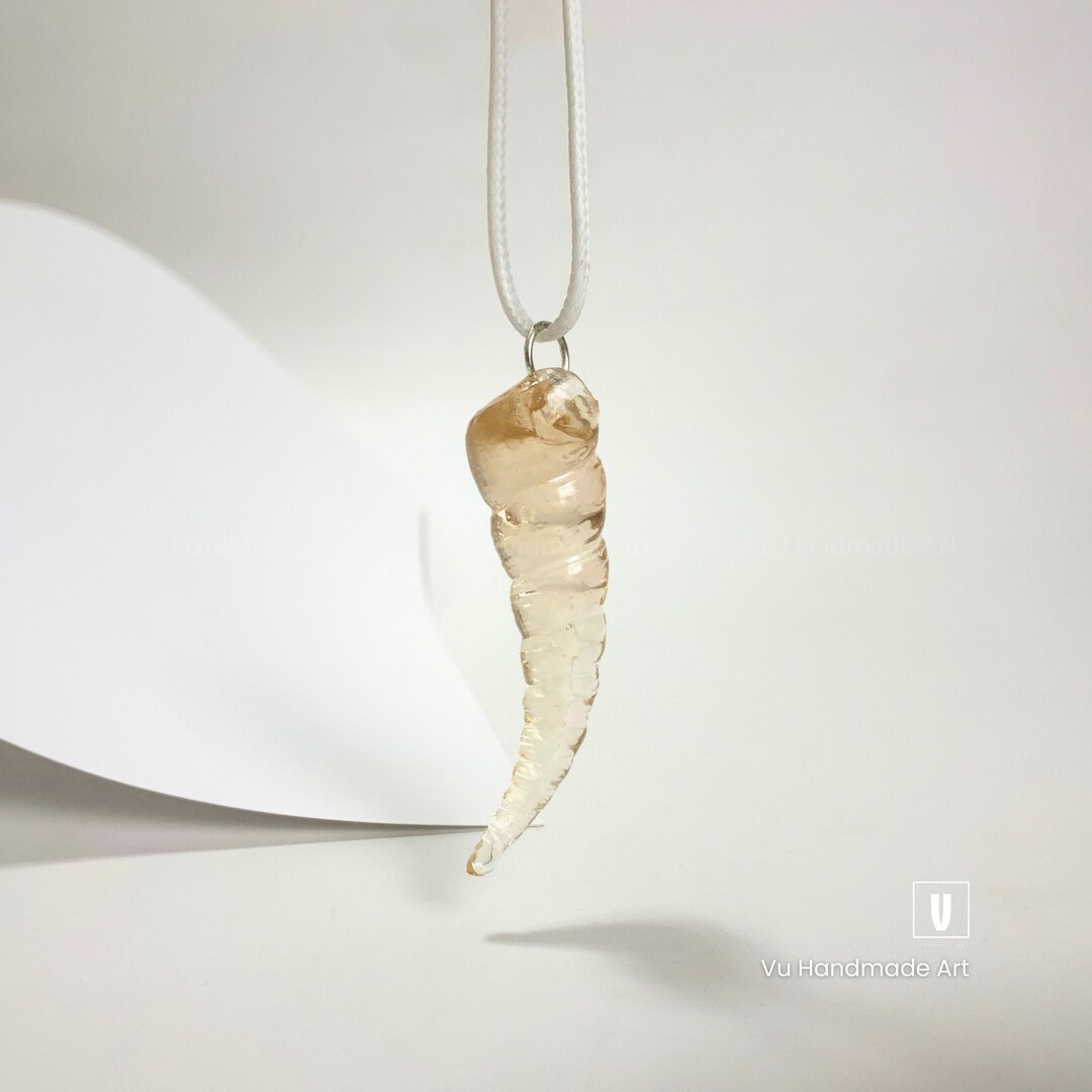 Curved Turitella Seashell Pendant, Unique Rose Gold Crystal Necklace ...