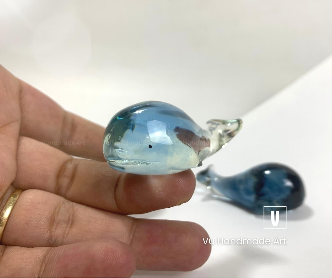 Handmade Cute Blue Orca Whale in Transparent Epoxy Resin | Artistic ...
