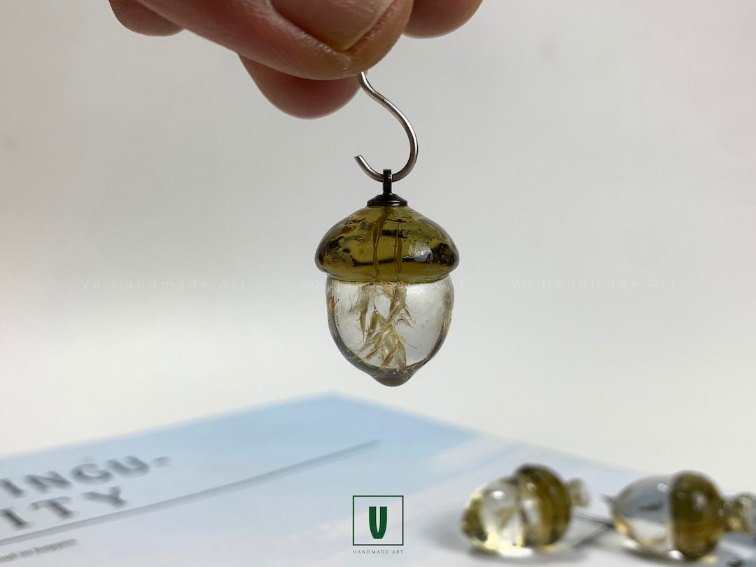 Handmade Transparent Acorn Sculpture With Dried Rice Plants | Unique ...