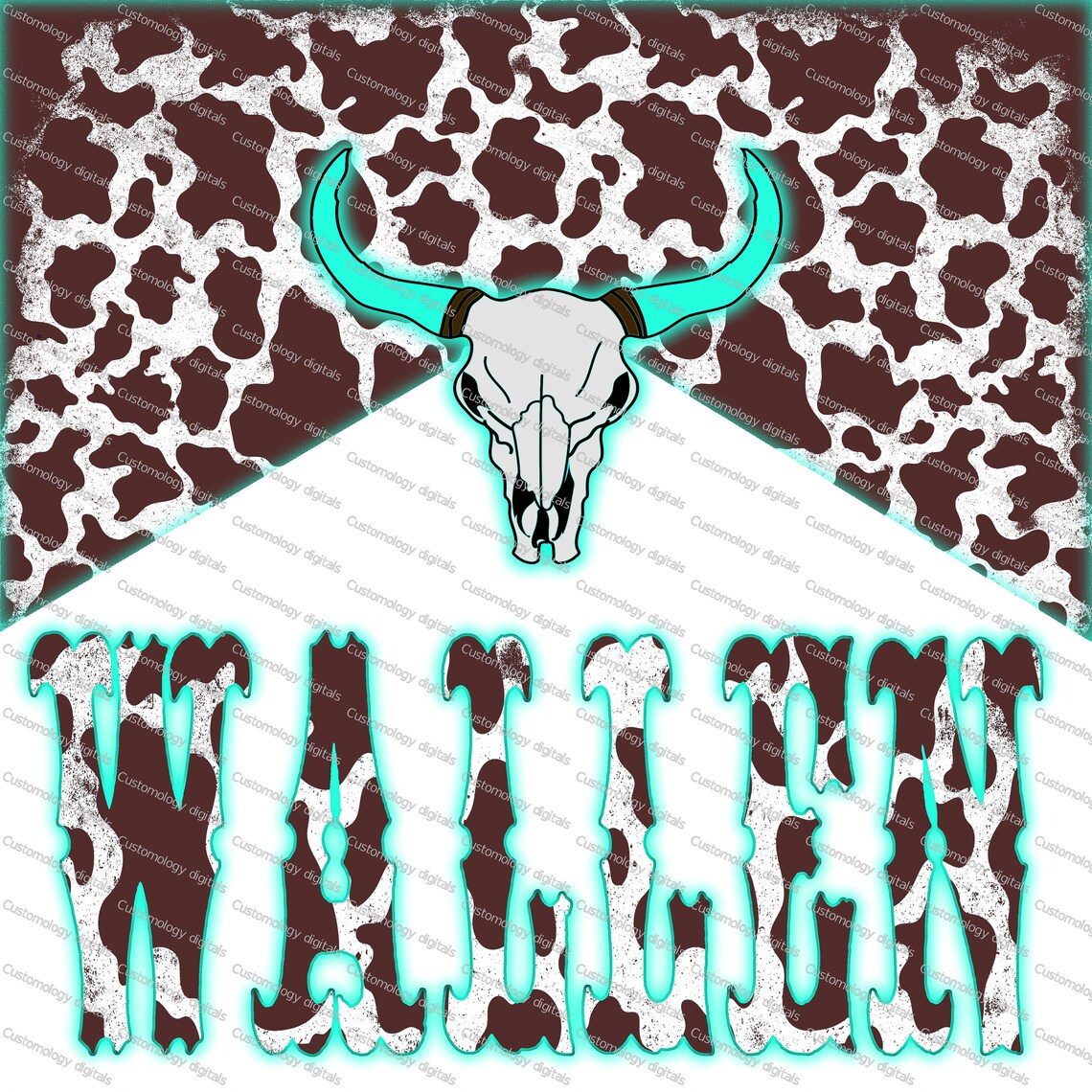 Wallen Brown Cow Print and Turquoise PNG File | Wallen Sublimation ...
