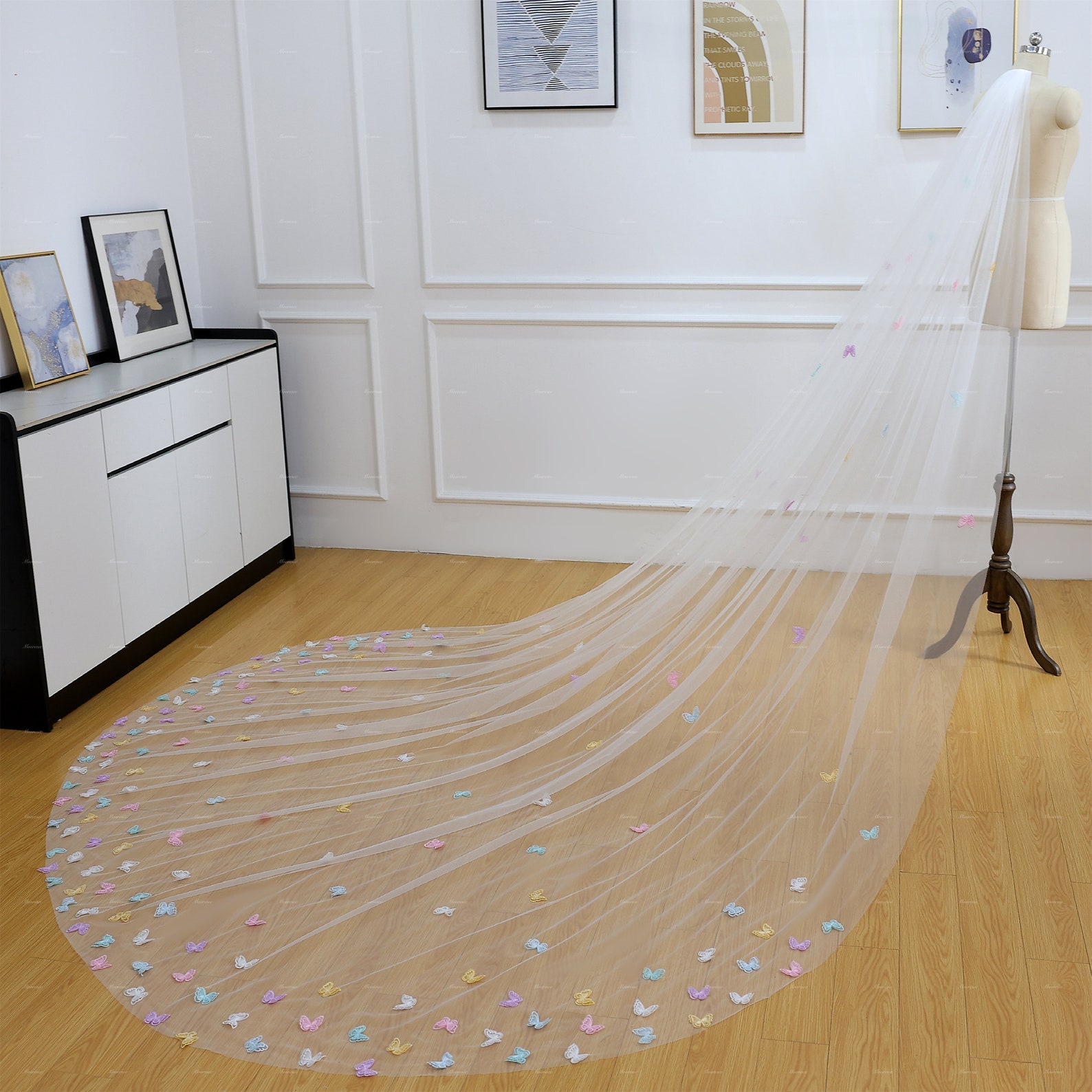 Fairy Colorful 3D Butterfly Ivory Veil Gorgeous Princess Butterfly Veil ...