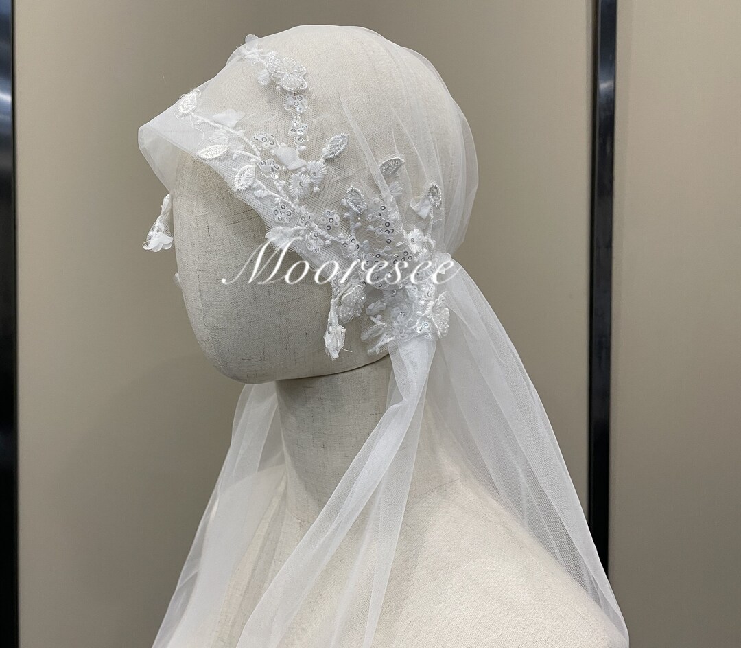 New Design Headpiece Bride Veil Boho Cap Veil Soft Tulle Cathedral Cape ...