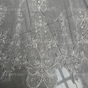 Luxury Silver Sequins Heavy Beaded Ivory Wedding Veil With Comb ...