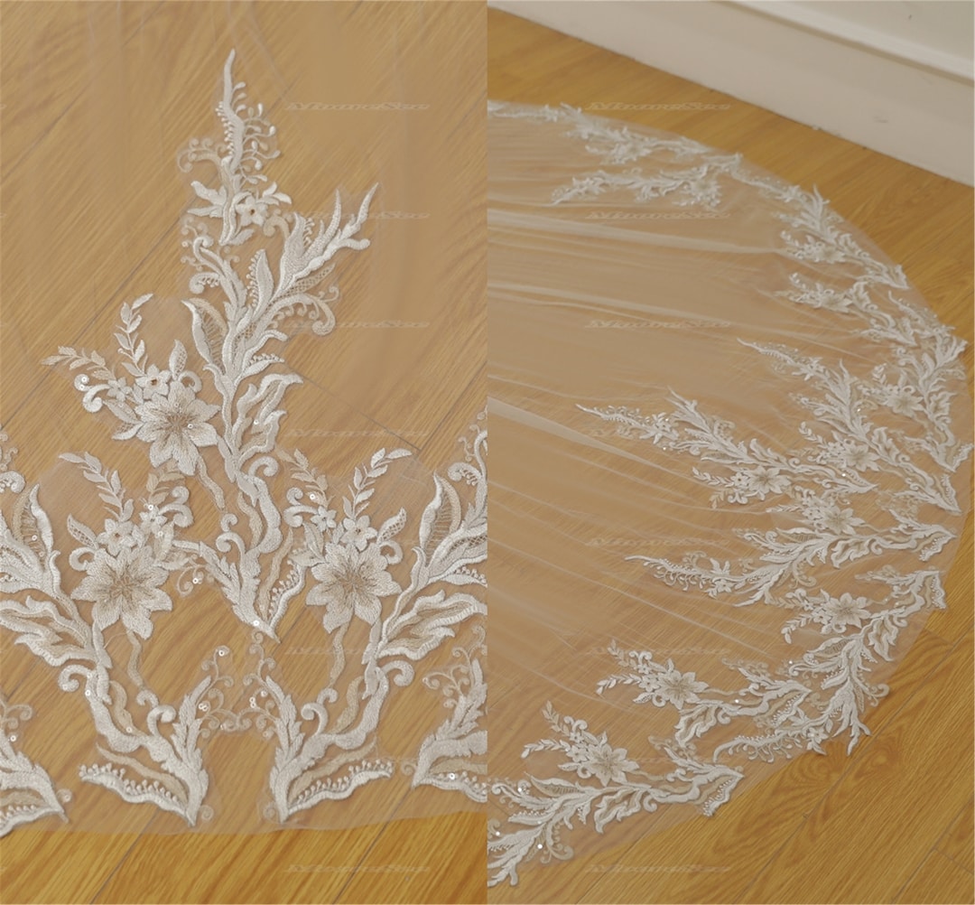 Gorgeous Sequins Flower&leaf Lace Cathedral Veil Vintage Wedding Veil ...