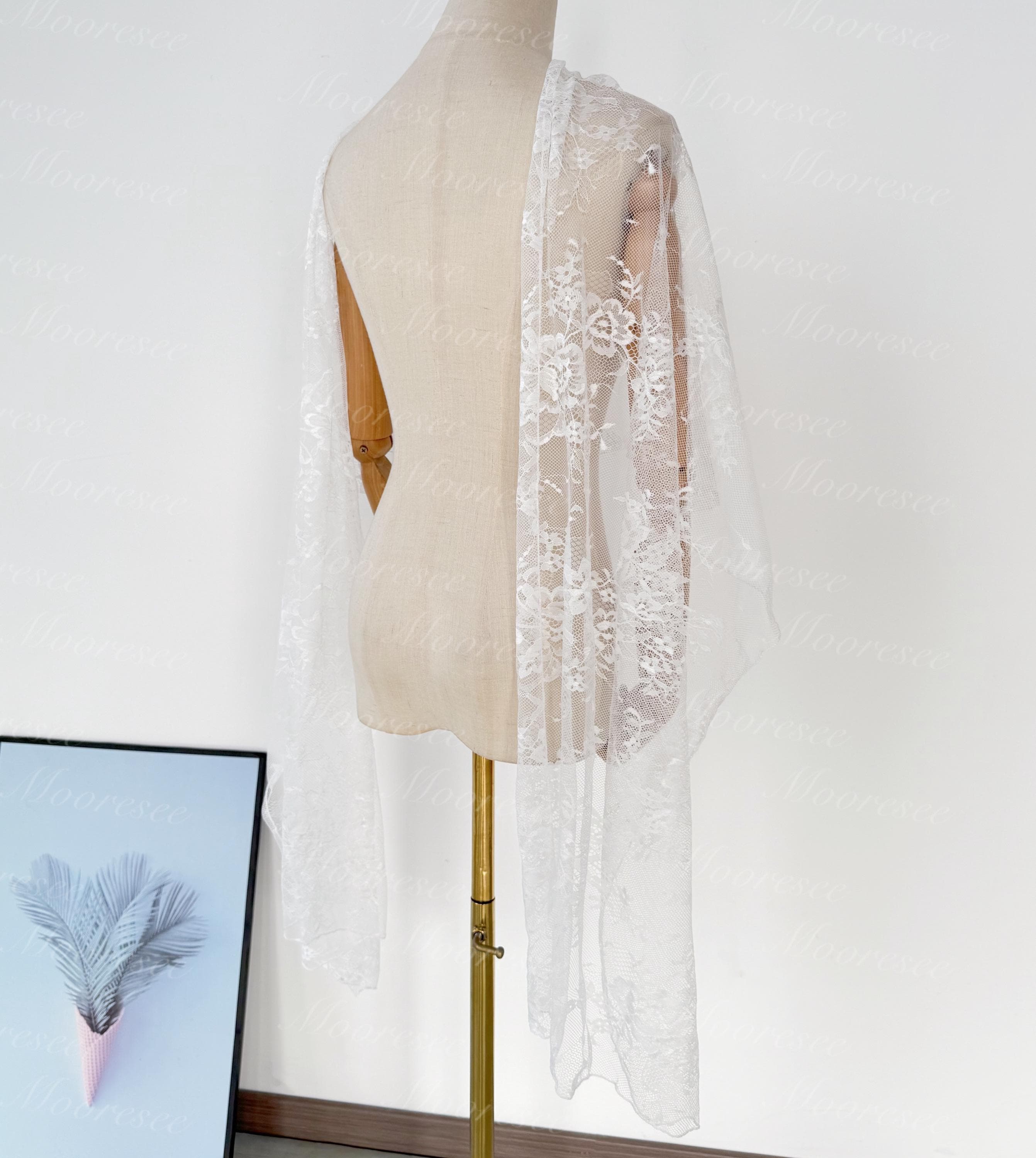 Off White Lace Scarf Chantilly Lace Scarf Gorgeous Long Bridal Neck ...