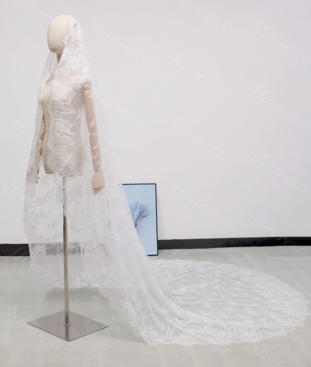 Cathedral Soft Lace Bridal Veil off White Lace Mantilla Veil With Black ...