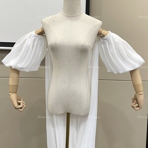 Light Ivory Chiffon Wedding Cape With Puff Sleeves Bicep Cape Gorgeous ...