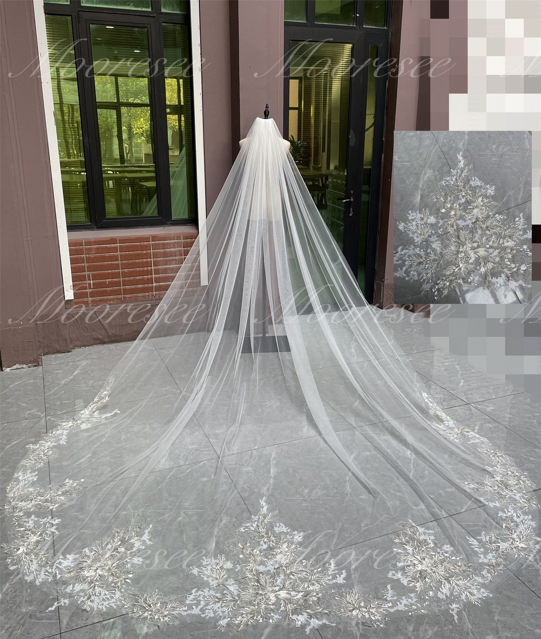 New Boho Gorgeous Gold Flower Lace&sequins Veil Vintage Wedding Veil ...