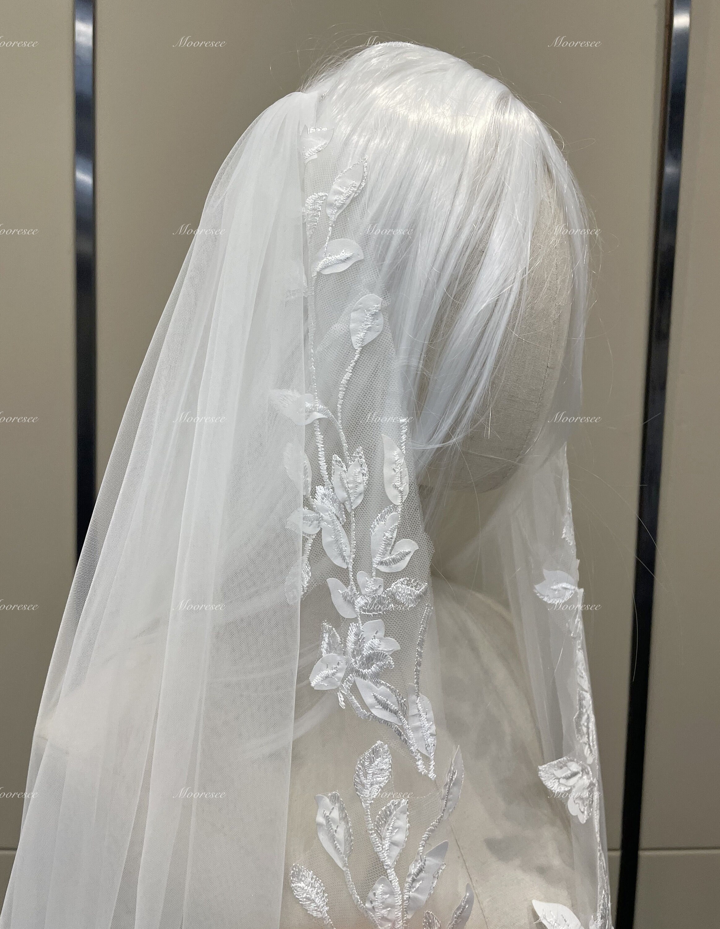 Vintage Leaf Lace Trim Drape Veil Bride Boho Drape Veil With Small Comb ...