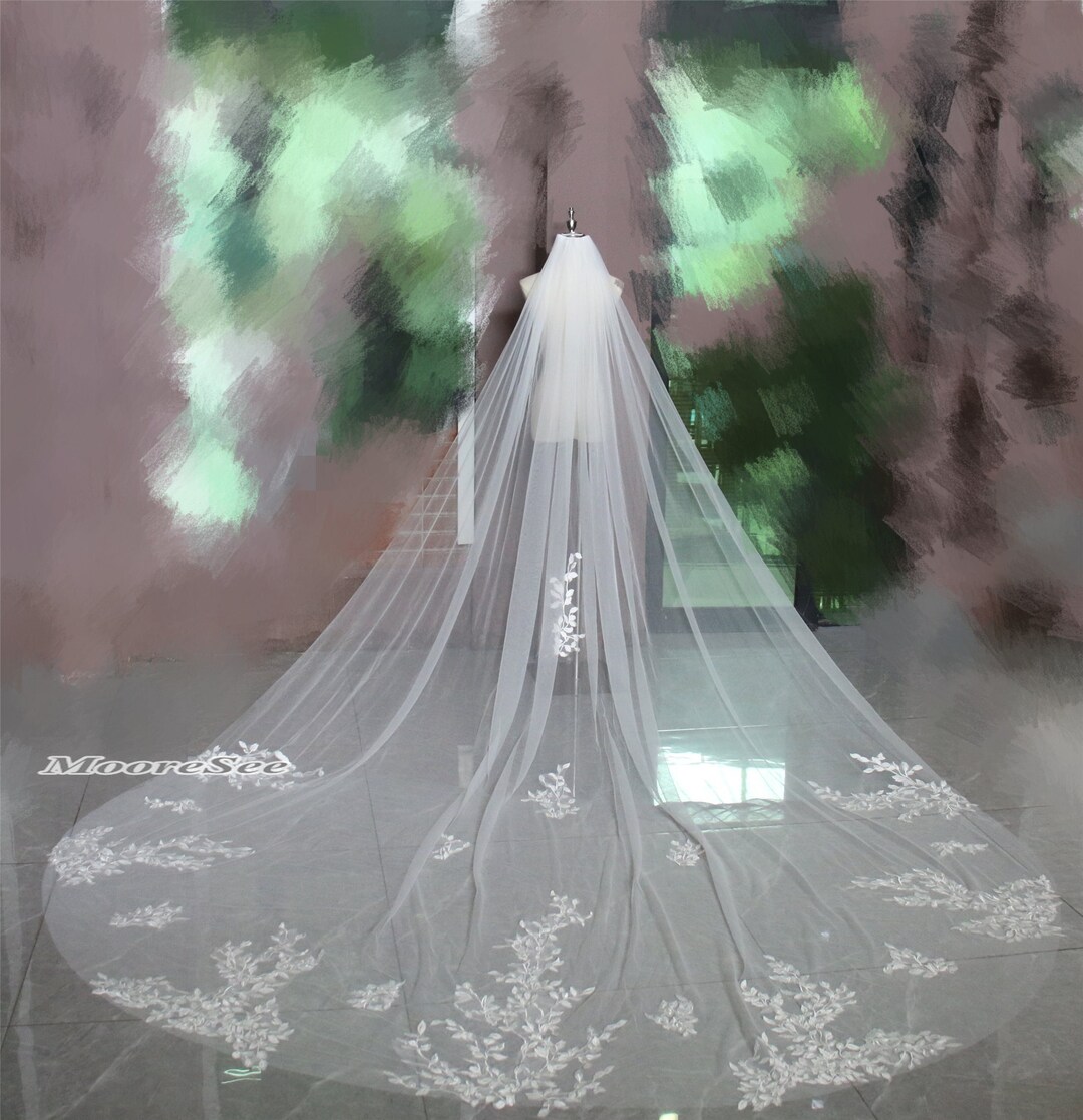 Leaves Lace Wedding Veil Vintage Wedding Veil With Comb 1 Tier ...