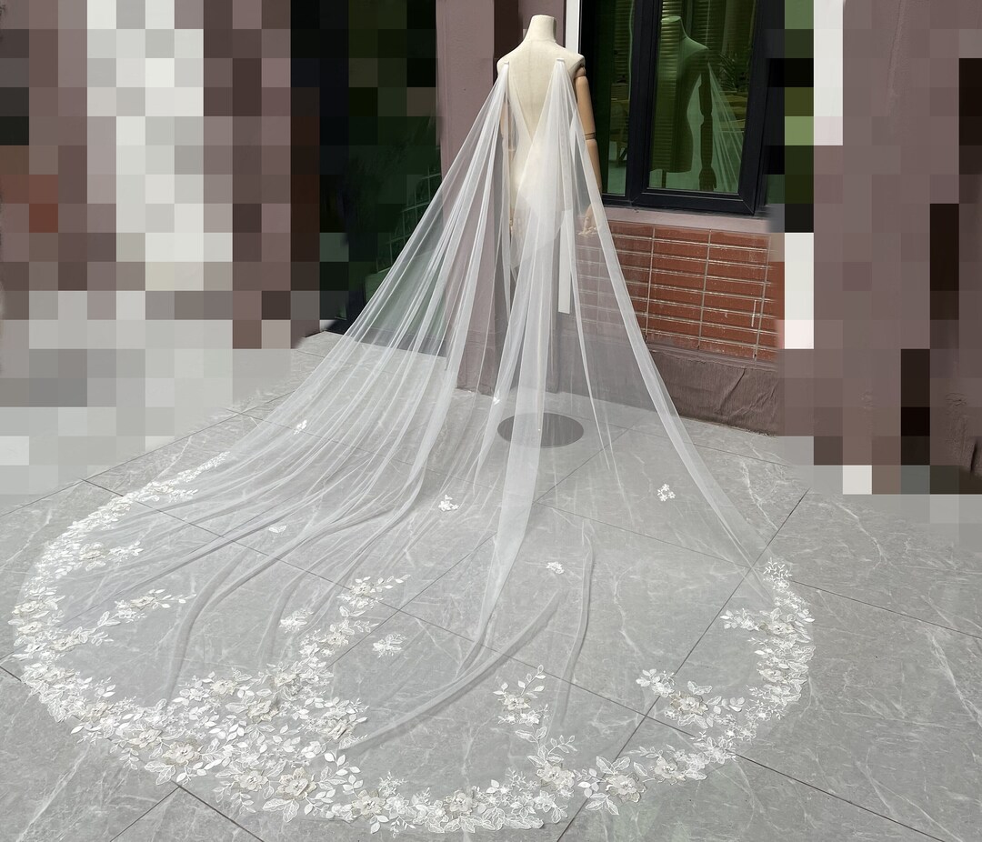Outdoor Shoulder Clips Veil Luxury Boho Flower Veil Bridal Floral ...