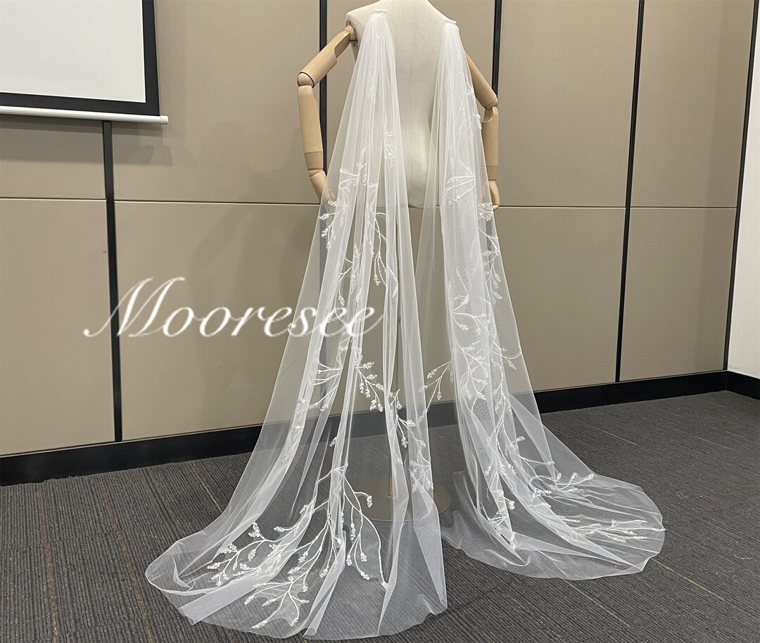 New Design Detachable Bridal Tulle Wings Lace Veil Modern Wedding Lace ...