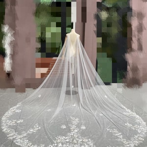 Outdoor Shoulder Clips Veil Luxury Boho Flower Veil Bridal Floral ...