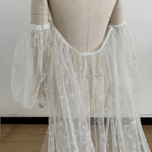 Shiny Moon Star White Wedding Cape With Pop Sleeves Bicep Cape Gorgeous ...