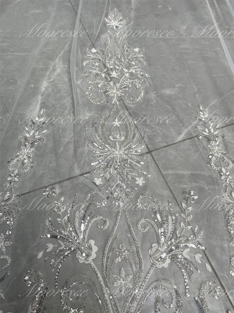 Luxury Silver Sequins Heavy Beaded Ivory Wedding Veil With - Etsy