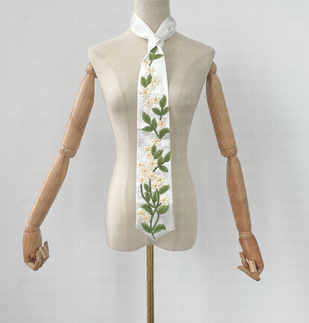 Customizable Flower Leaf Lace Tie Botanical Lace Tie Groom's Silk Satin ...