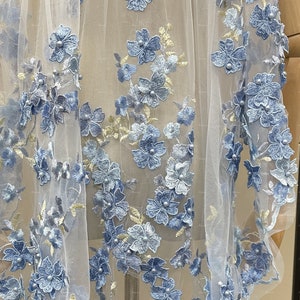 Blue Floral Lace Veil Embroidered Floral Lace Wedding Veil With Comb 1T ...
