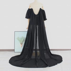 Custom Chiffon Black Wedding Cape With Puff Sleeves Bicep Cape Gorgeous ...