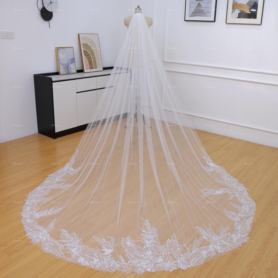 Royal Veil Beach Sparkling Lace Wedding Veil Vintage With Comb 1T ...