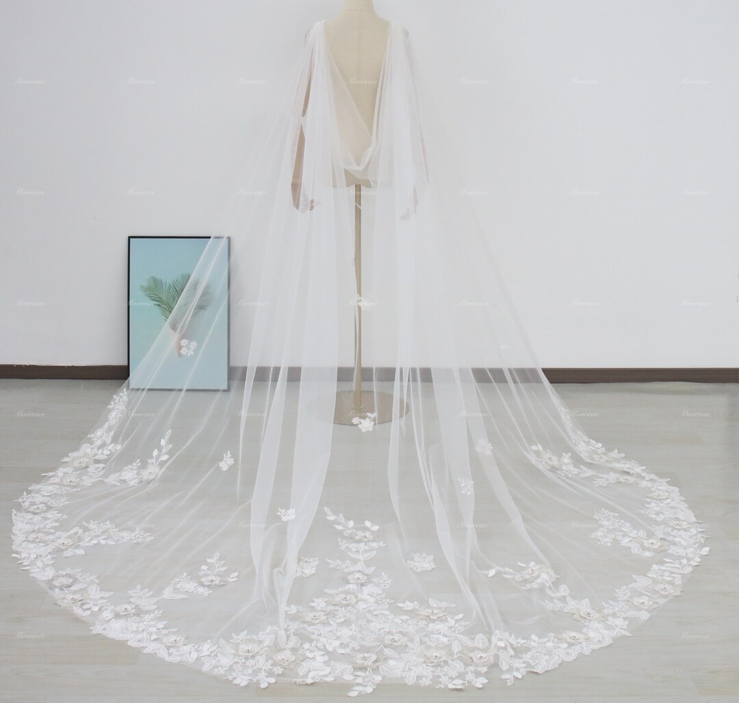 3D Flower Lace Cape Outdoor Shoulder Clips Cape Boho Flower Cape Bridal ...