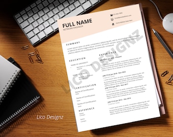 Digital Resume Template, Professional Resume, Fillable PDF, Instant ...