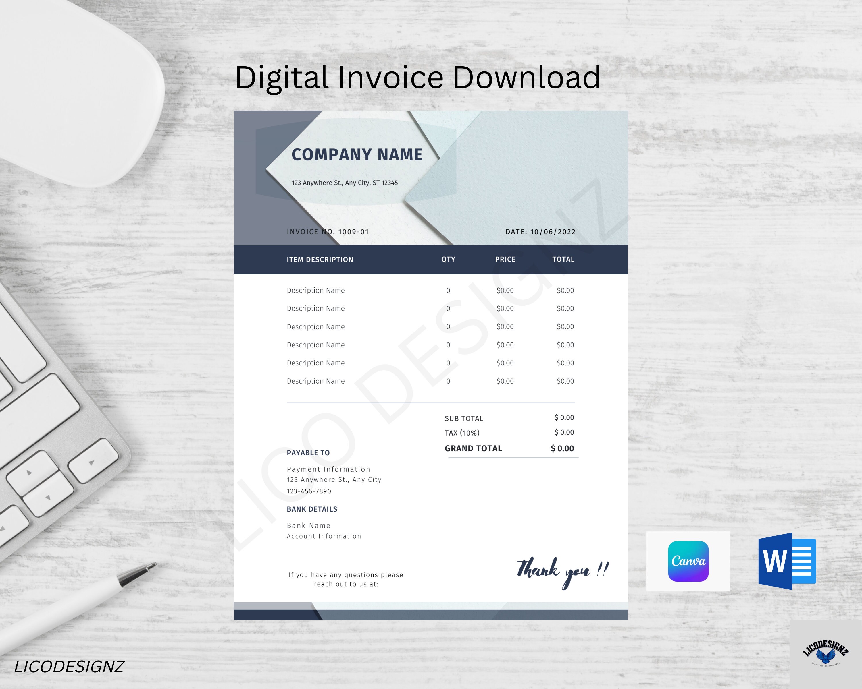 Invoice Template - Etsy